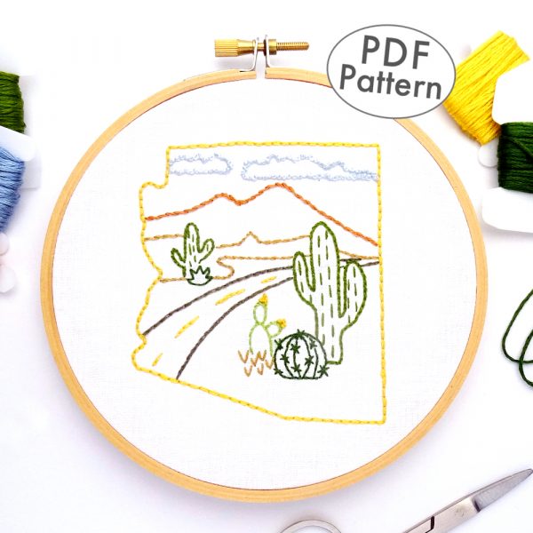 Arizona Hand Embroidery Pattern - Wandering Threads Embroidery