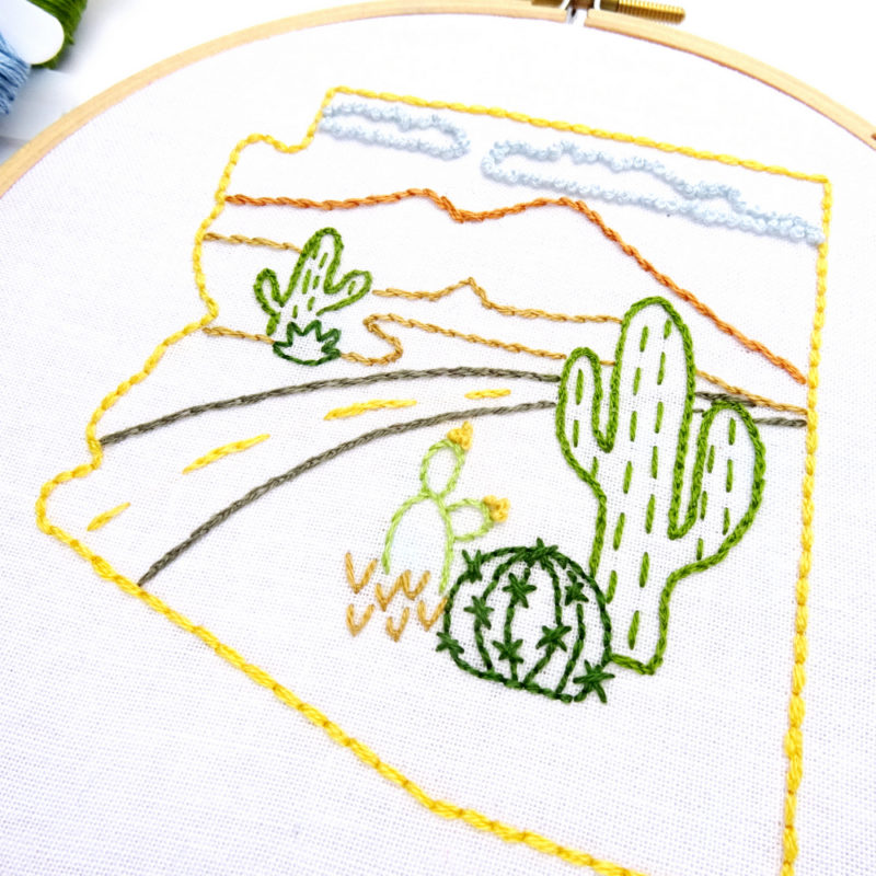 Arizona Hand Embroidery Pattern - Wandering Threads Embroidery