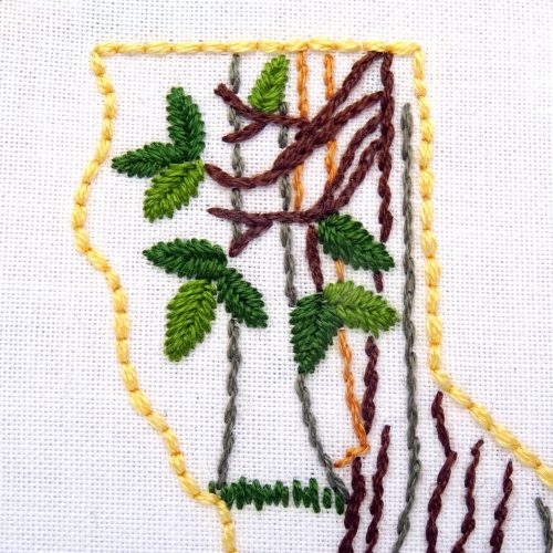 California Redwood Hand Embroidery Pattern - Wandering Threads Embroidery