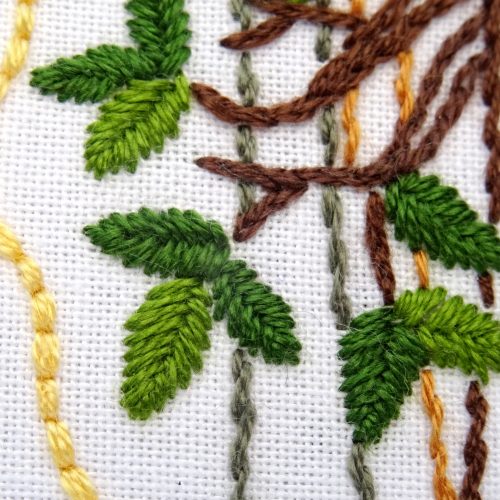 California Redwood Hand Embroidery Pattern - Wandering Threads Embroidery
