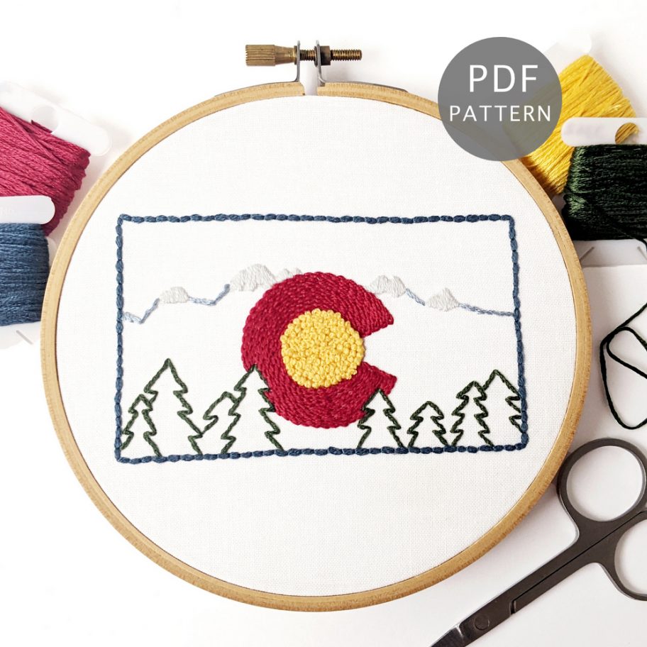 Colorado Flag Hand Embroidery Pattern - Wandering Threads Embroidery