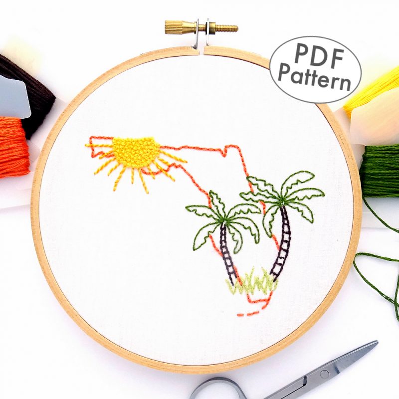 Florida Hand Embroidery Pattern - Wandering Threads Embroidery