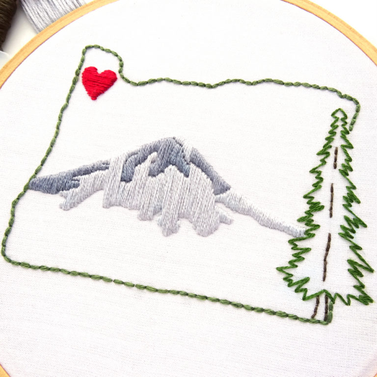 Oregon Hand Embroidery Pattern - Wandering Threads Embroidery