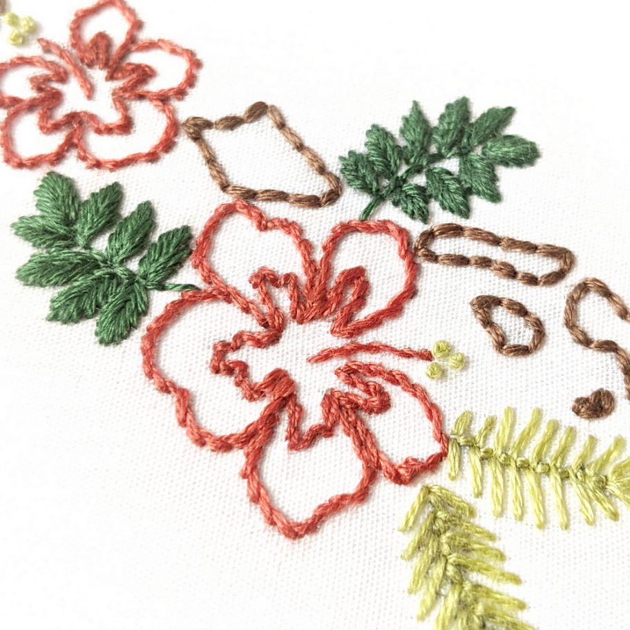 Hawaii Hand Embroidery Pattern - Wandering Threads Embroidery