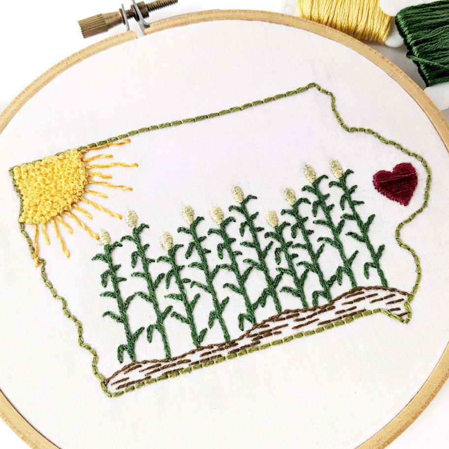 Iowa Hand Embroidery Pattern - Wandering Threads Embroidery