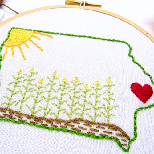 Iowa Hand Embroidery Pattern - Wandering Threads Embroidery