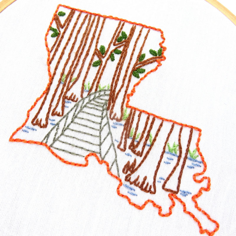 Louisiana Hand Embroidery Pattern - Wandering Threads Embroidery