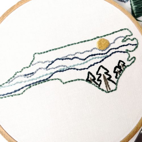 North Carolina Hand Embroidery Pattern - Wandering Threads Embroidery