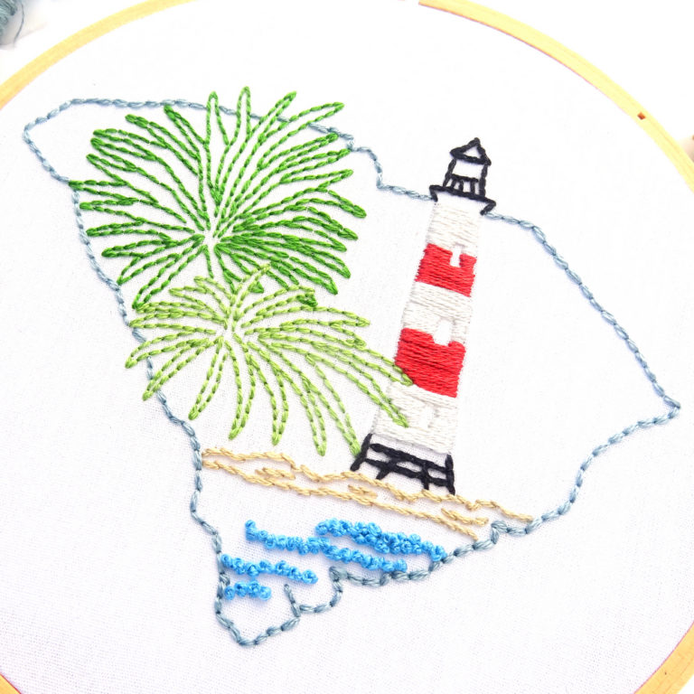 South Carolina Embroidery Pattern - Wandering Threads Embroidery