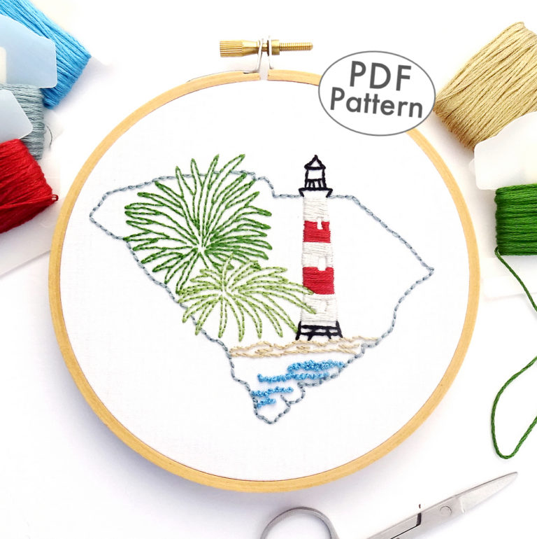 South Carolina Embroidery Pattern - Wandering Threads Embroidery