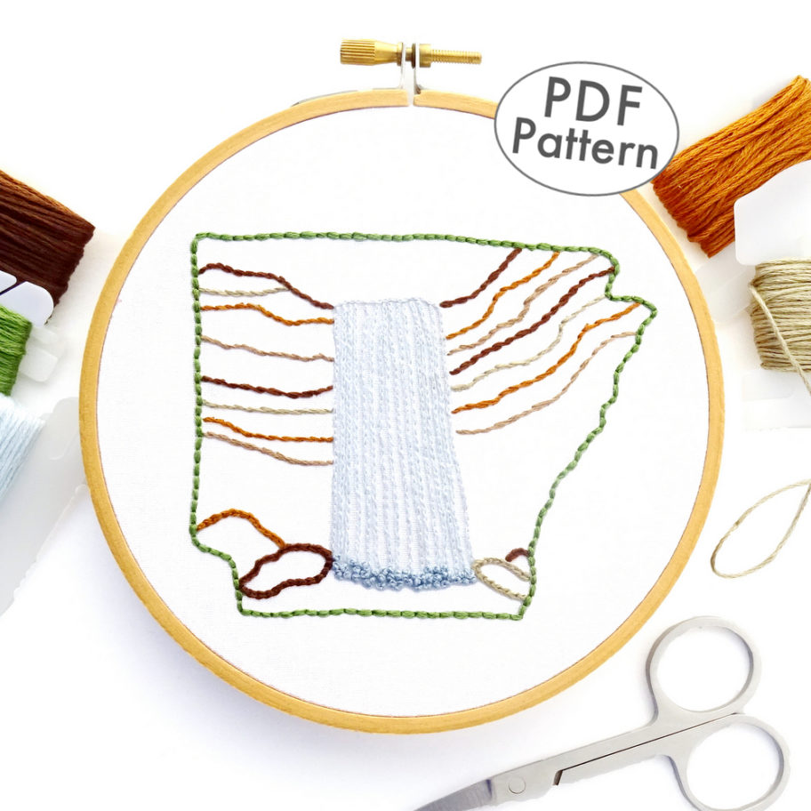 Arkansas Hand Embroidery Pattern - Wandering Threads Embroidery