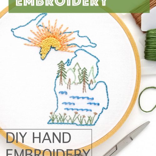 Michigan Hand Embroidery Pattern - Wandering Threads Embroidery