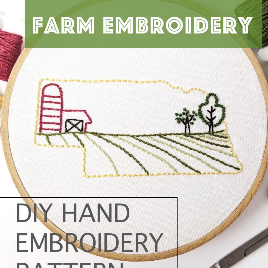 Nebraska Hand Embroidery Pattern - Wandering Threads Embroidery