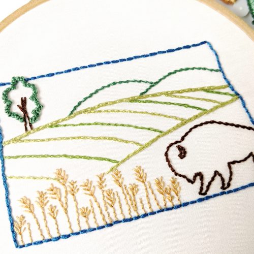North Dakota Hand Embroidery Pattern - Wandering Threads Embroidery