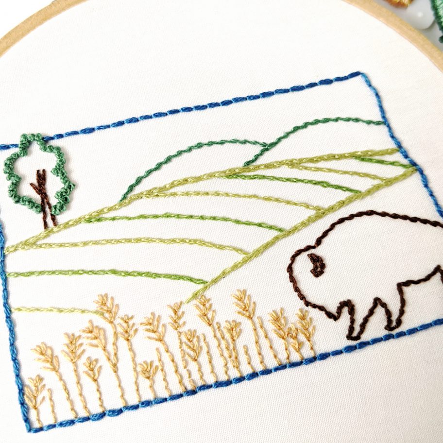 North Dakota Hand Embroidery Pattern - Wandering Threads Embroidery