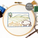 North Dakota Hand Embroidery Pattern - Wandering Threads Embroidery
