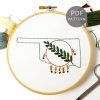 Oklahoma Shield Hand Embroidery Pattern - Wandering Threads Embroidery