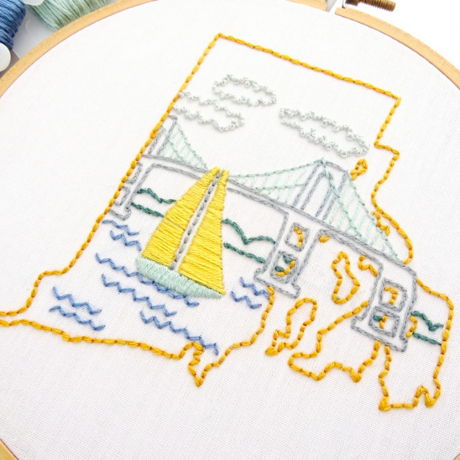 Rhode Island Hand Embroidery Pattern - Wandering Threads Embroidery