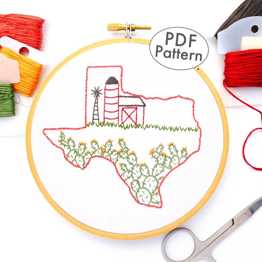 Texas Hand Embroidery Pattern - Wandering Threads Embroidery
