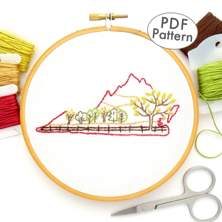 Virginia Hand Embroidery Pattern - Wandering Threads Embroidery