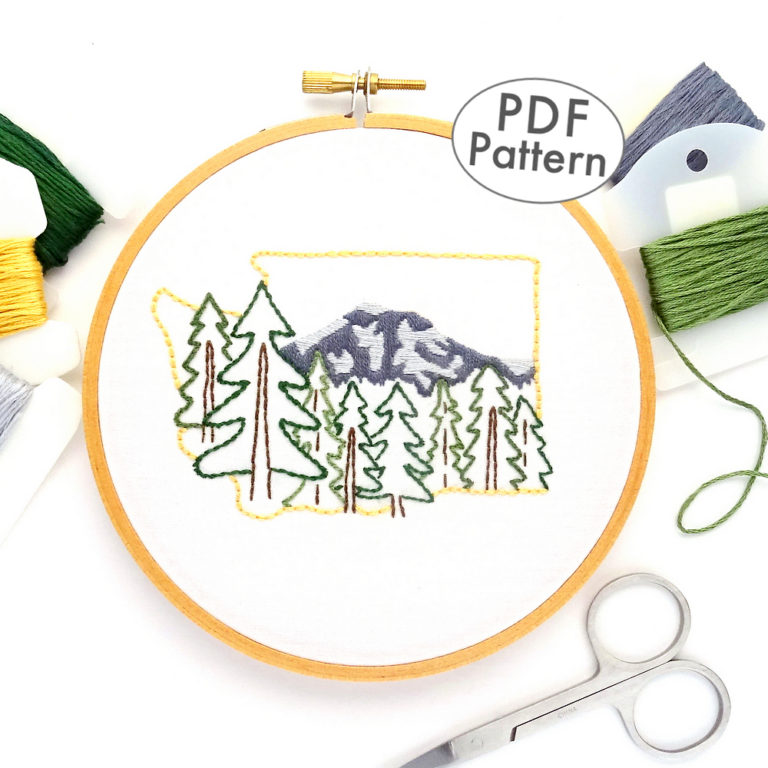 Washington Hand Embroidery Pattern - Wandering Threads Embroidery