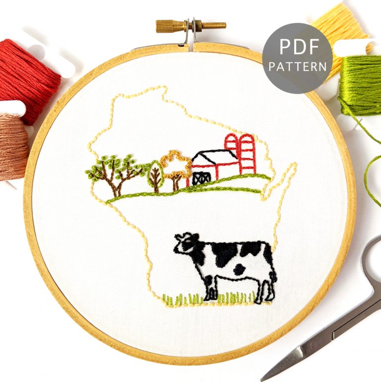 Wisconsin Hand Embroidery Pattern - Wandering Threads Embroidery