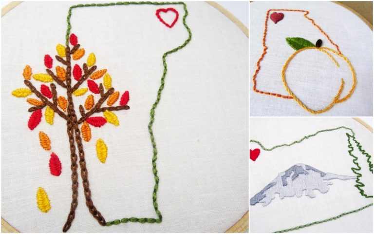 50 States, 50 Embroidery Patterns - Wandering Threads Embroidery