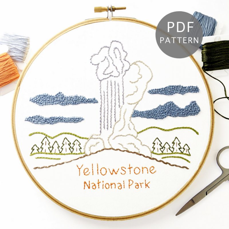 Yellowstone National Park Embroidery Pattern - Wandering Threads Embroidery