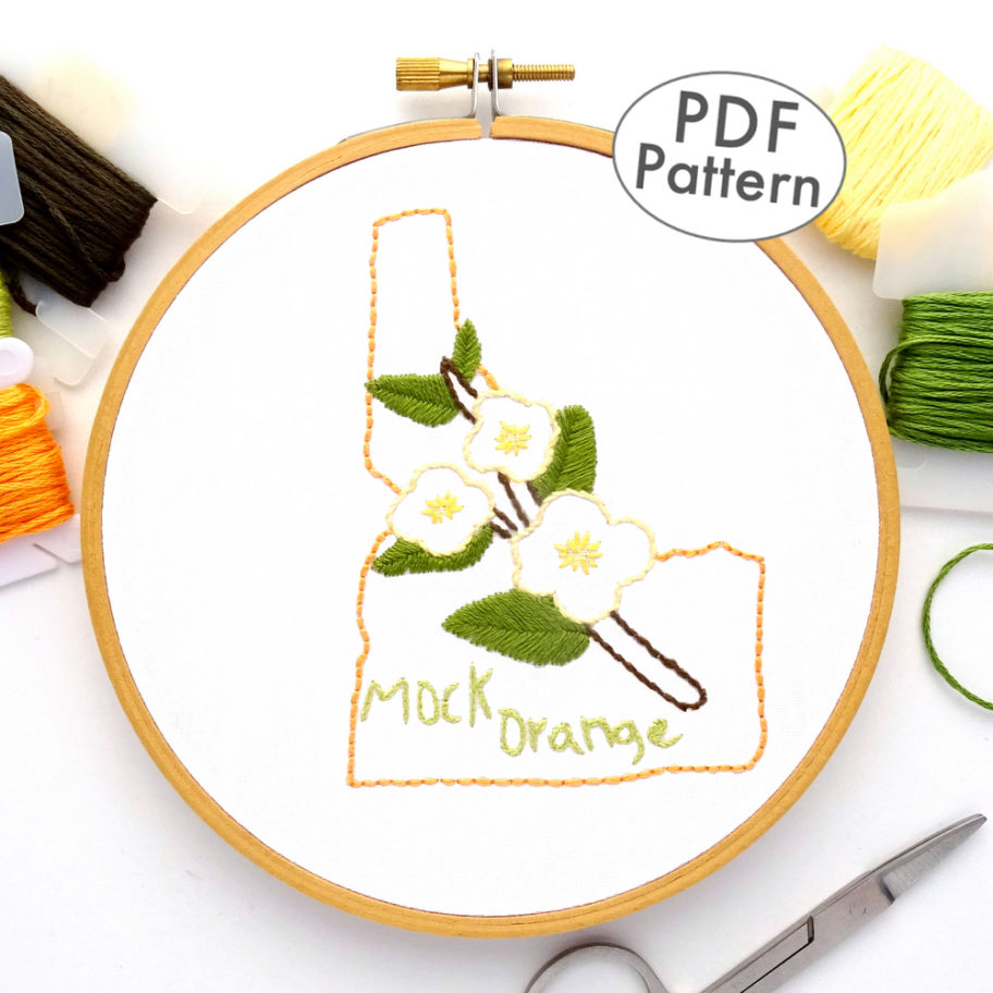 Idaho Flower Hand Embroidery Pattern {Mock Orange} - Wandering Threads ...