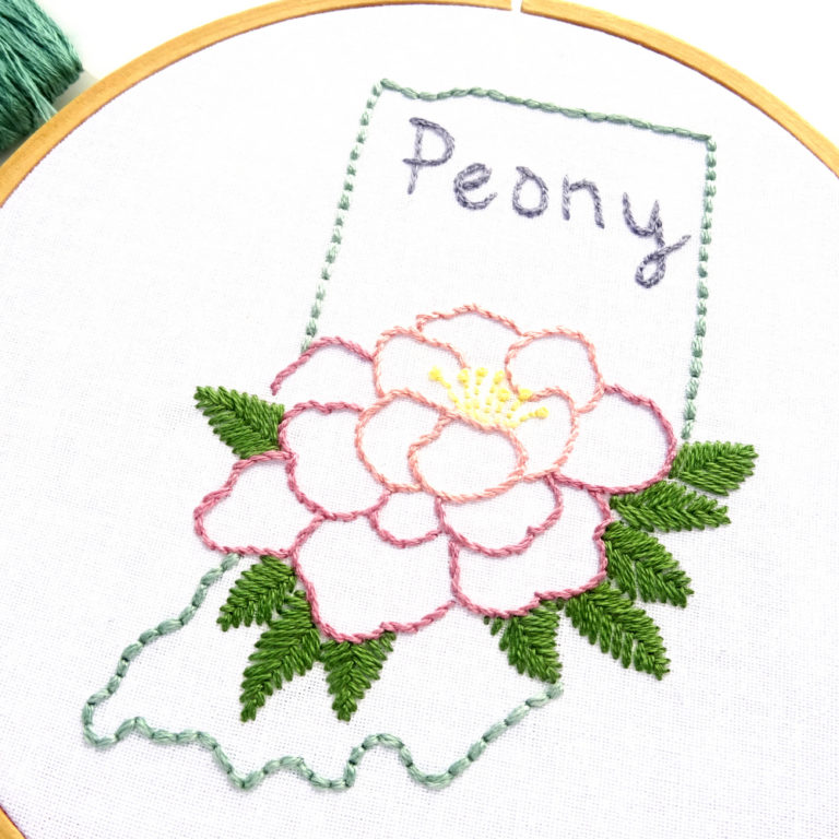 Indiana Flower Hand Embroidery Pattern {Peony} - Wandering Threads ...