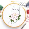Indiana Flower Hand Embroidery Pattern {Peony} - Wandering Threads ...