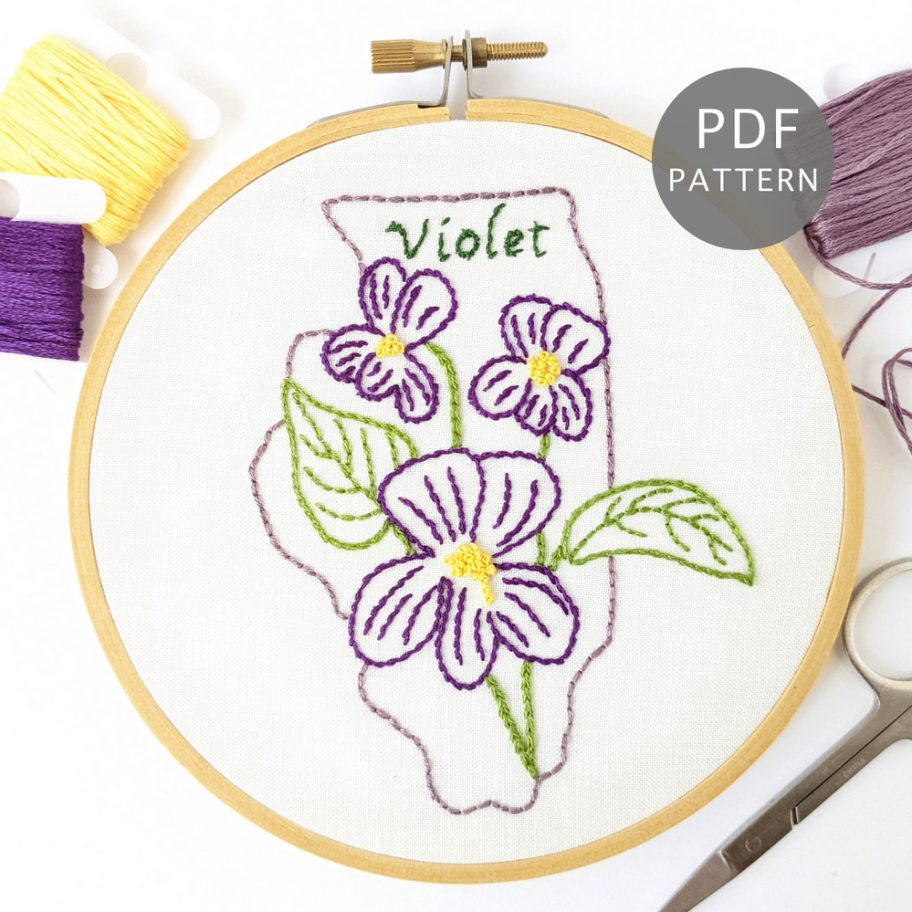 Illinois Flower Hand Embroidery Pattern {Violet} - Wandering Threads ...