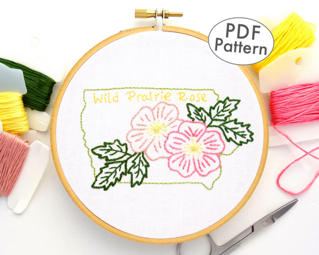 Iowa Flower Hand Embroidery Pattern {Wild Prairie Rose} - Wandering ...