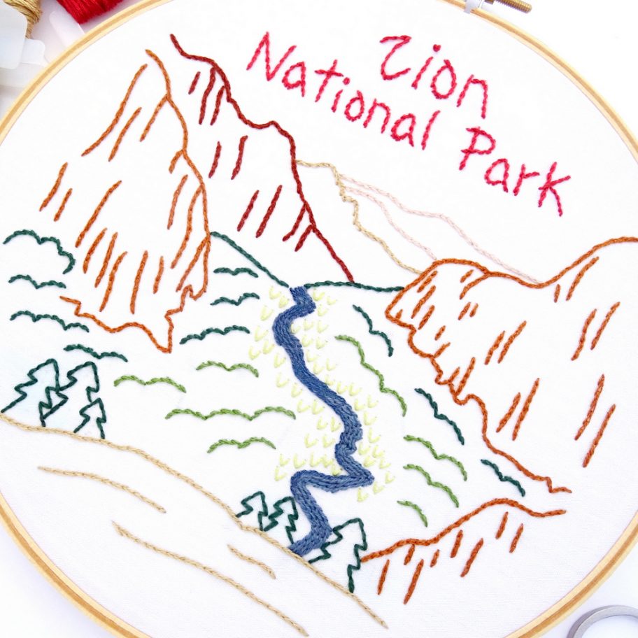 Zion National Park Hand Embroidery Pattern - Wandering Threads Embroidery