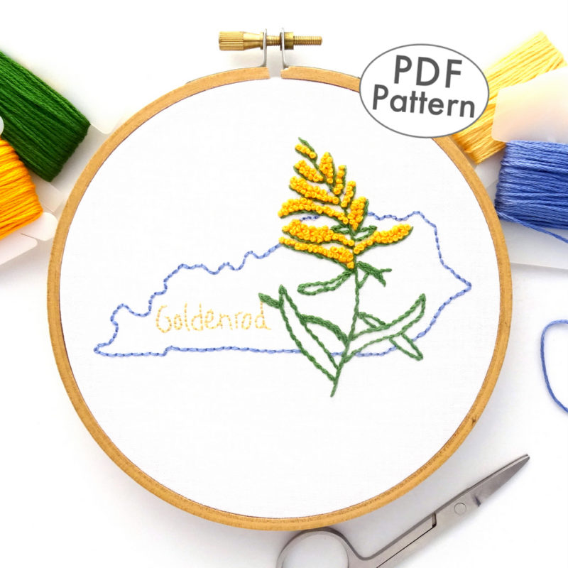Kentucky Flower Hand Embroidery Pattern {Goldenrod} - Wandering Threads ...