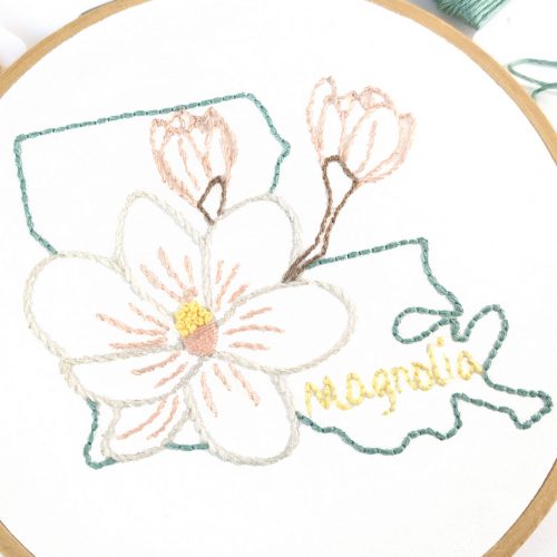 Louisiana Flower Hand Embroidery Pattern {Magnolia} - Wandering Threads ...