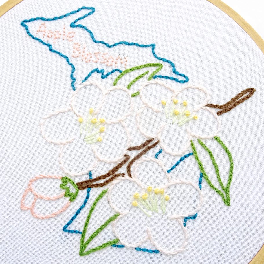 Michigan Flower Hand Embroidery Pattern {Apple Blossom} - Wandering ...