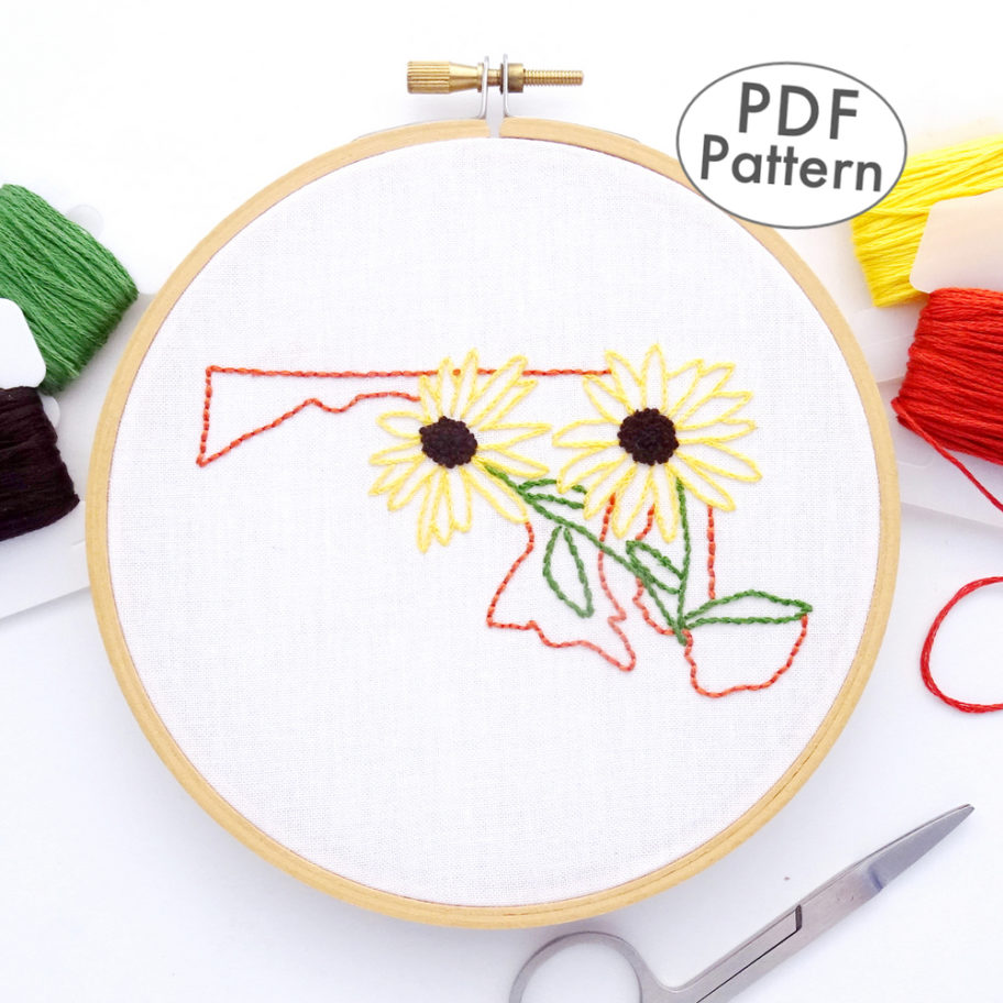 Indiana Flower Hand Embroidery Pattern {Peony} - Wandering Threads ...