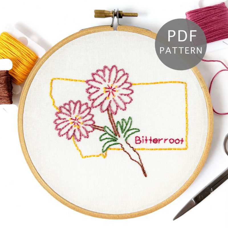 Montana Flower Hand Embroidery Pattern {Bitterroot} - Wandering Threads ...