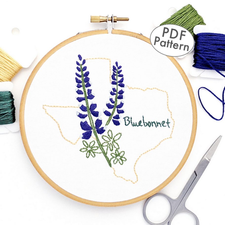Texas Flower Hand Embroidery Pattern {Bluebonnet} - Wandering Threads ...
