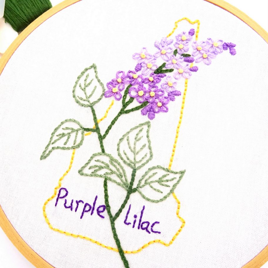 New Hampshire Flower Hand Embroidery Pattern {Purple Lilac} - Wandering ...