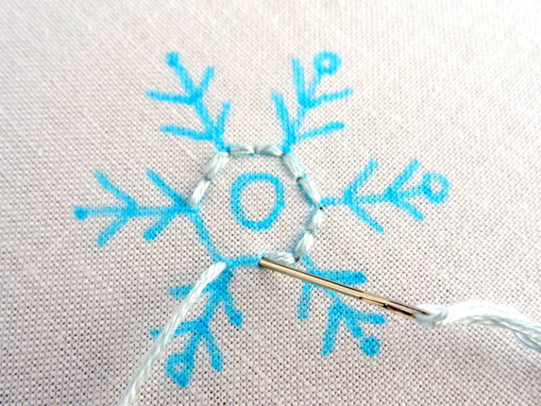Simple Snowflake Embroidery Pattern Tutorial - Wandering Threads Embroidery