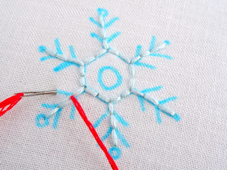 Simple Snowflake Embroidery Pattern Tutorial - Wandering Threads Embroidery