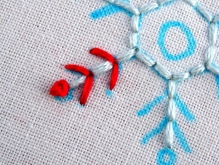 Simple Snowflake Embroidery Pattern Tutorial - Wandering Threads Embroidery