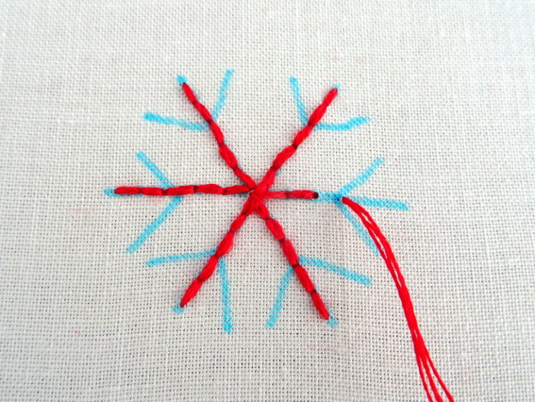 Simple Snowflake Embroidery Pattern Tutorial - Wandering Threads Embroidery