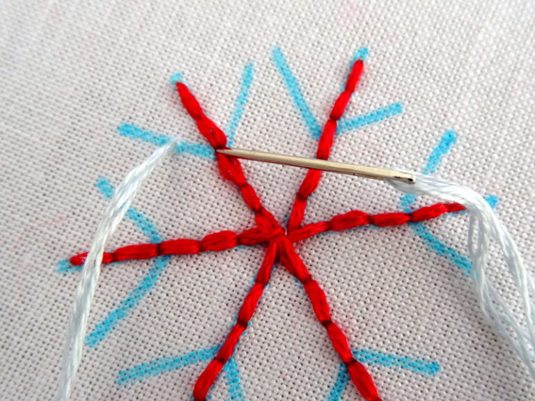 Simple Snowflake Embroidery Pattern Tutorial - Wandering Threads Embroidery
