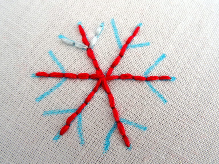 Simple Snowflake Embroidery Pattern Tutorial - Wandering Threads Embroidery