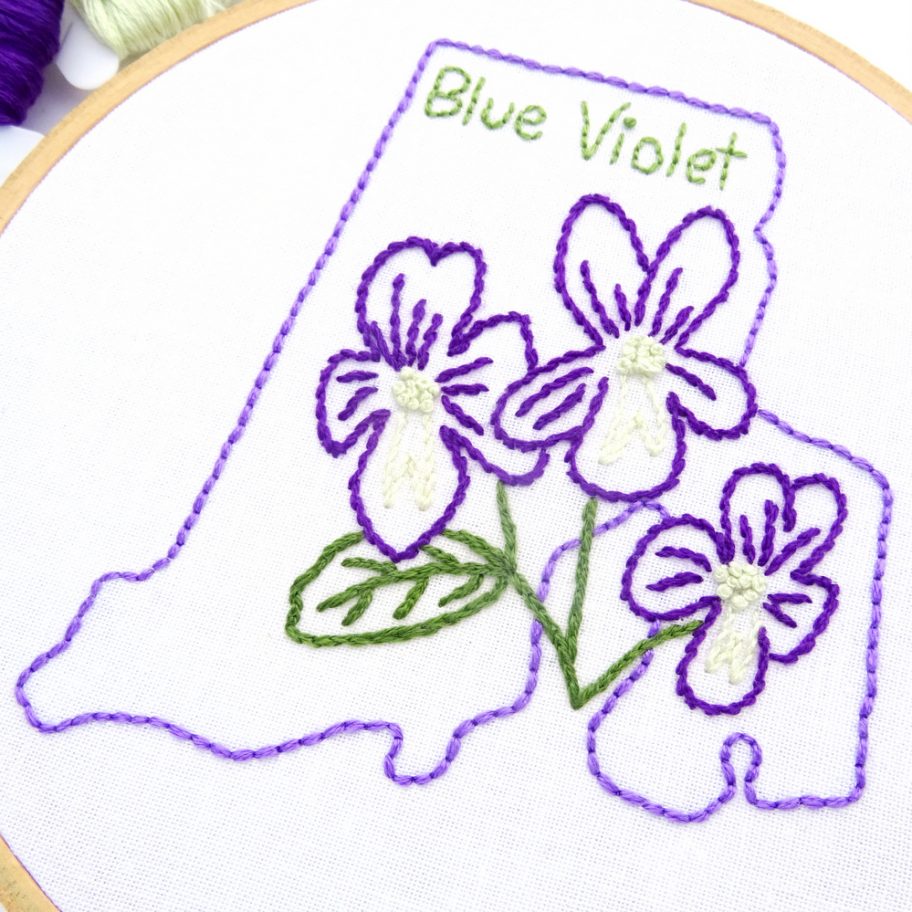 Rhode Island Flower Hand Embroidery Pattern {Blue Violet} - Wandering ...