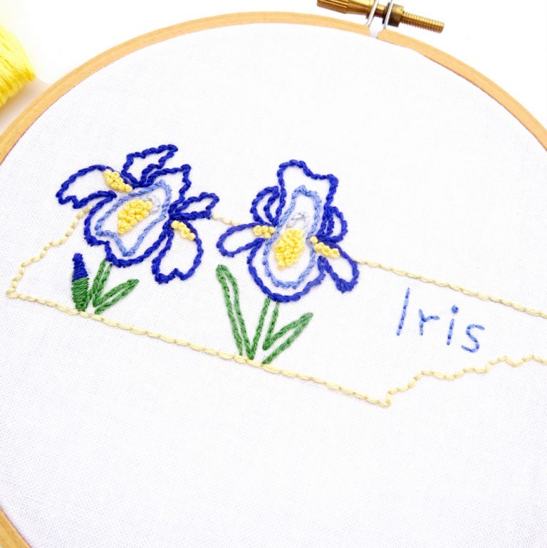 Tennessee Flower Hand Embroidery Pattern {Iris} - Wandering Threads ...