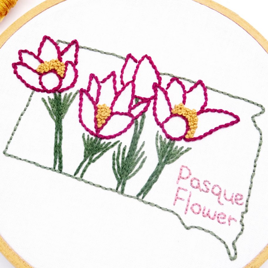 South Dakota Flower Hand Embroidery Pattern {Pasque Flower} - Wandering ...
